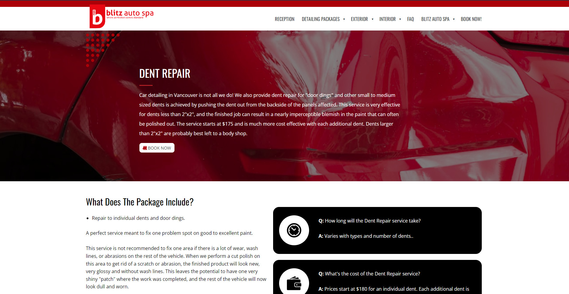 Dent Repair | Blitz Auto Spa Automotive Detailing Vancouver